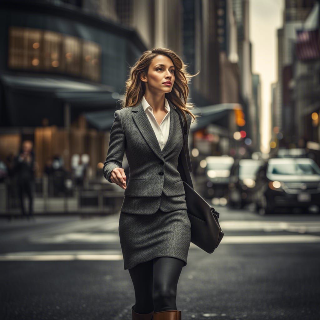 A beautiful business woman walking on new York street - AI Generated ...