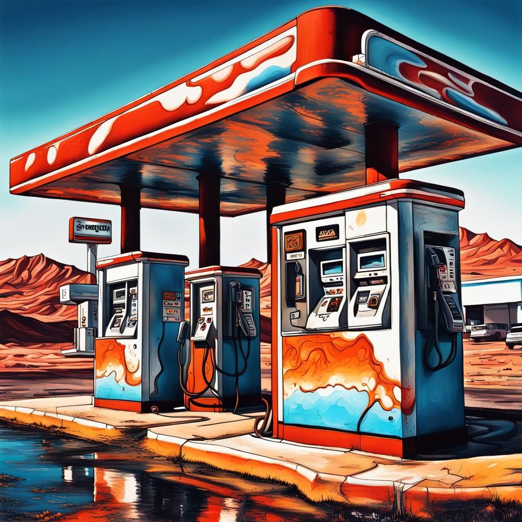 Gas station on Mars graffiti art, splash art, street art, spray paint ...