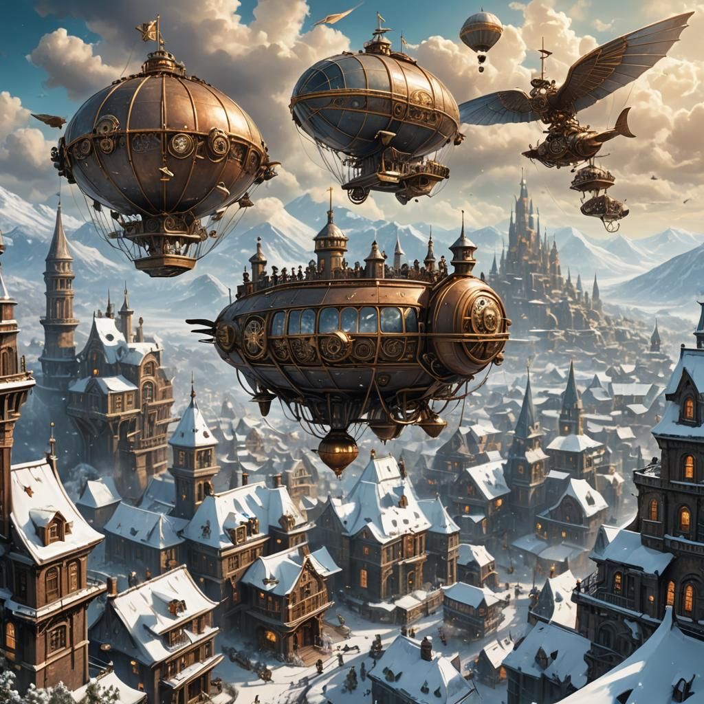 Steampunk Airships 2 - AI Generated Artwork - NightCafe Creator