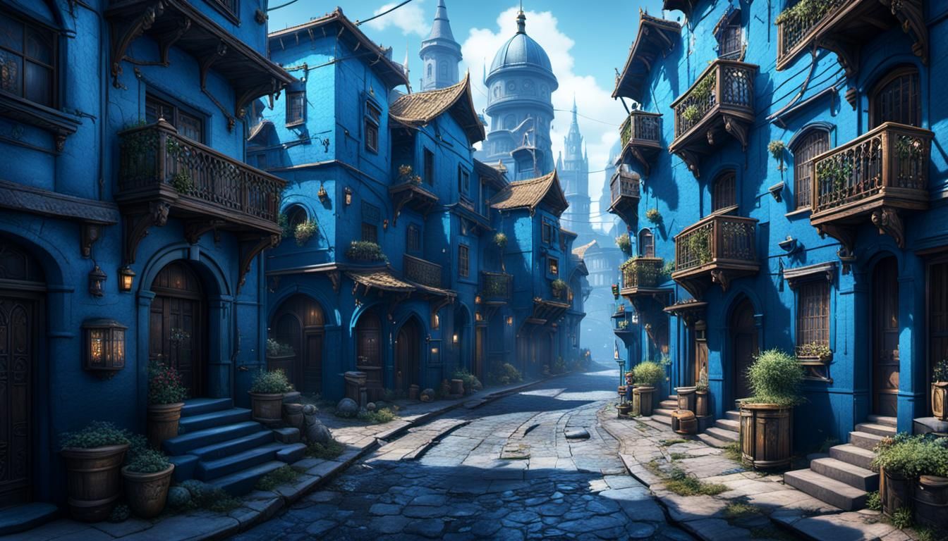 blue city streets - AI Generated Artwork - NightCafe Creator