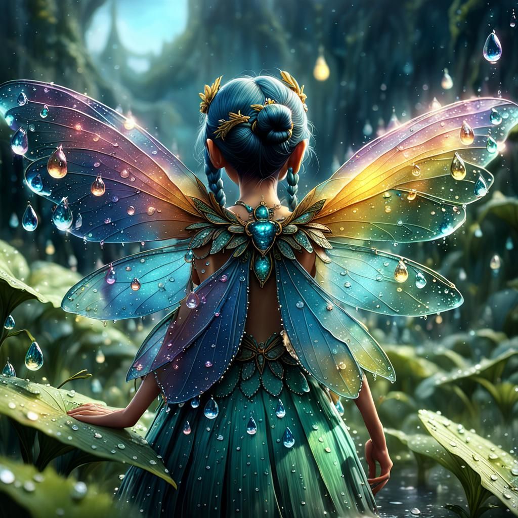 Dewdrops on the wings of a sweet fairys back - AI Generated Artwork ...