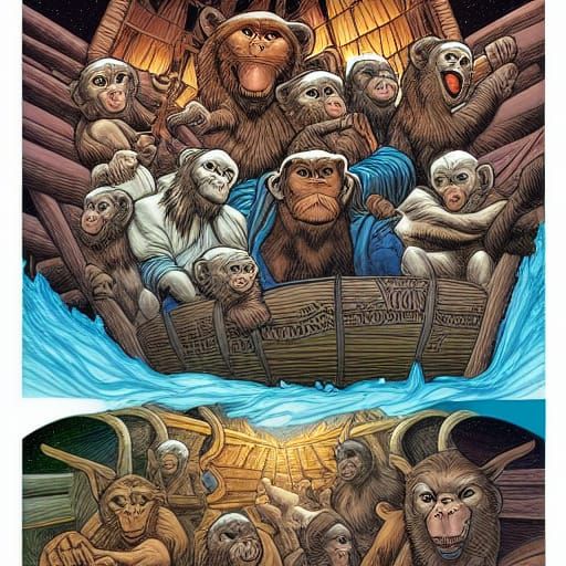 "Noah's ark with just monkeys" :-D - AI Generated Artwork - NightCafe ...