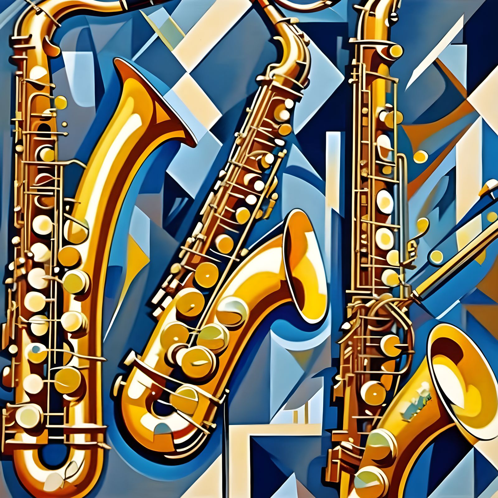 Abstract Dance of the Saxaphones Image prompt the musical instruments ...