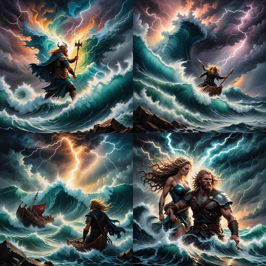 Viking Storm God and Siren Queen in Epic Graffiti ... - AI Art