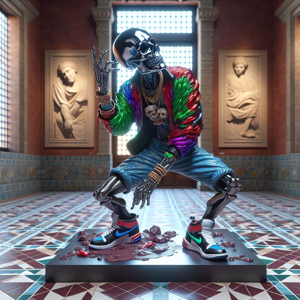 Surreal Artistic Statue in Vibrant R&B Style, Set ... - AI Art