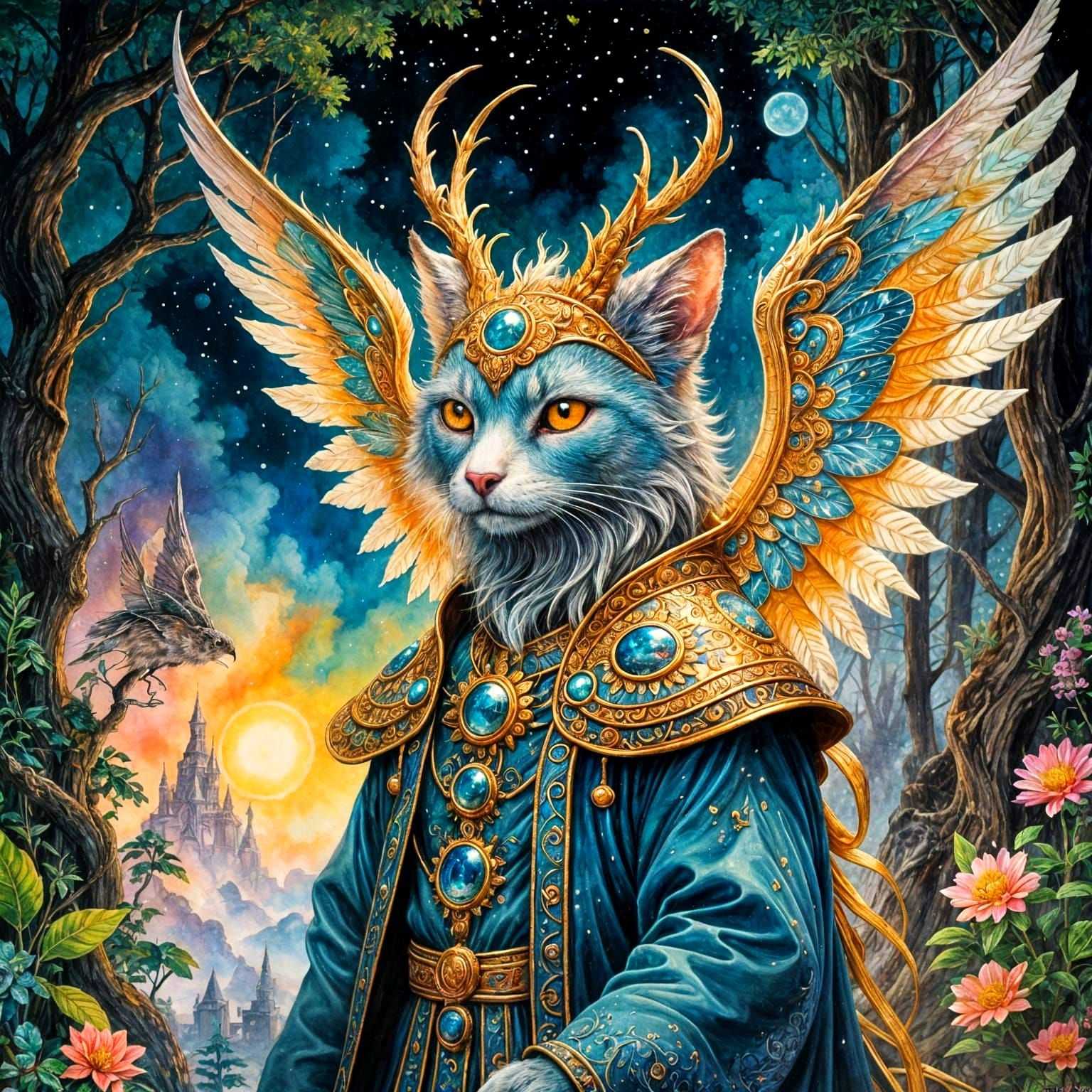 Surreal God of Harmony in Whimsical Watercolor - AI Art