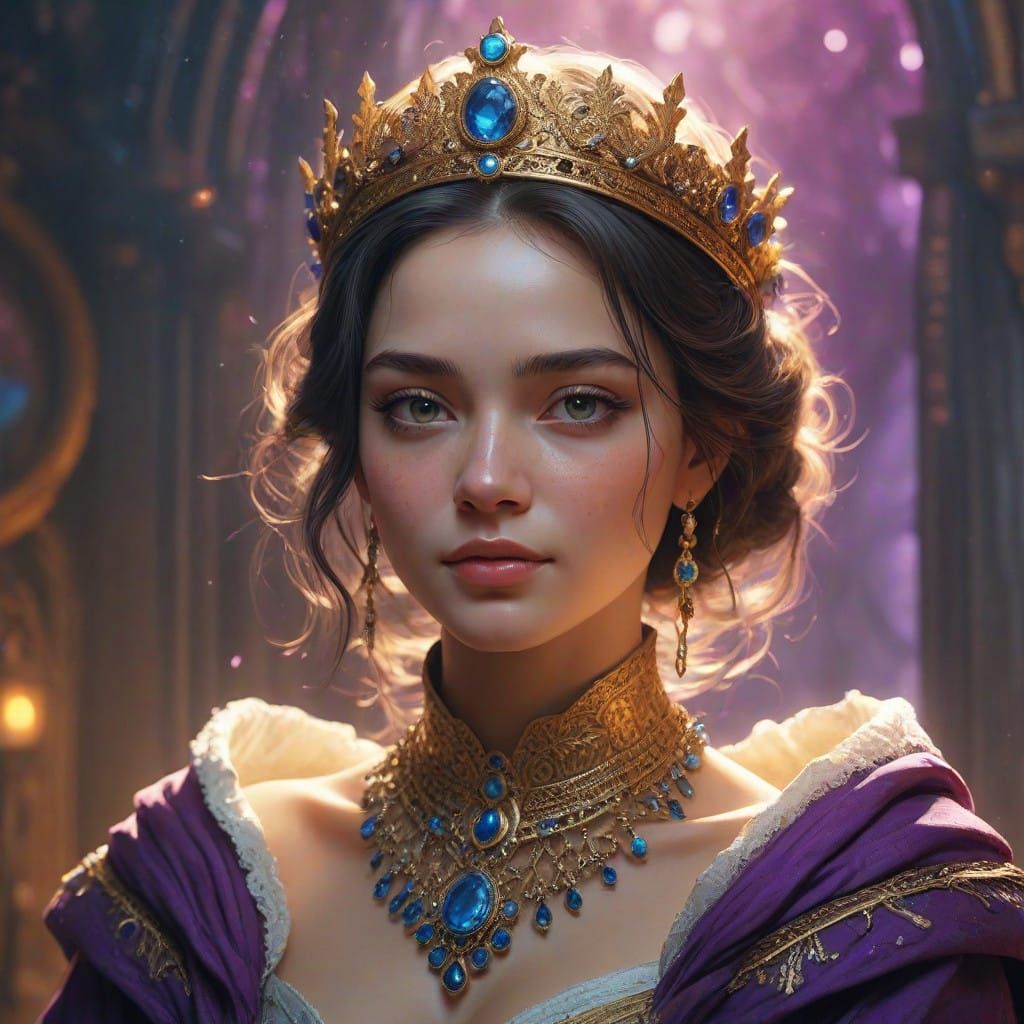 Mystical Queen Reigns with Ancient Wisdom in Lavis... - AI Art