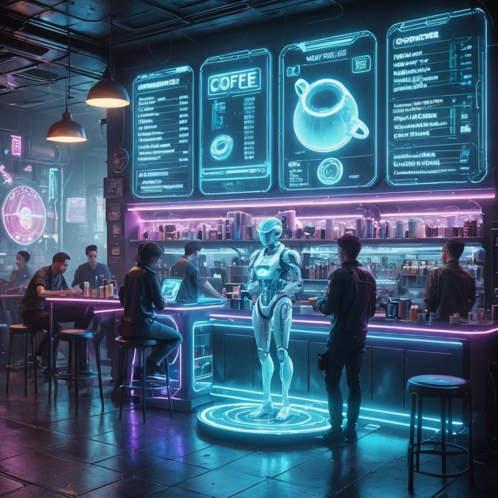 Cyberpunk Coffee Shop 7 - AI Generated Artwork - NightCafe Creator