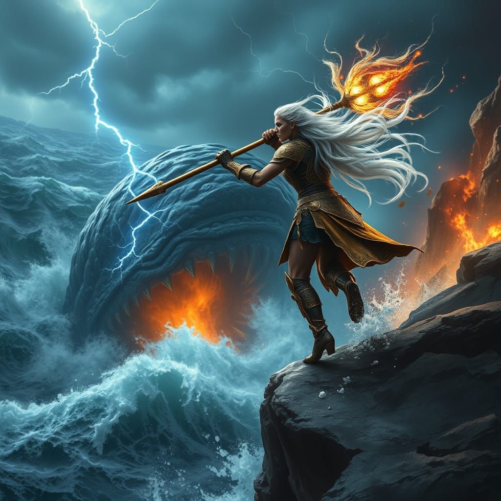 Leviathan’s Doom - Heroic Warrior Battles Ancient Sea Monst...