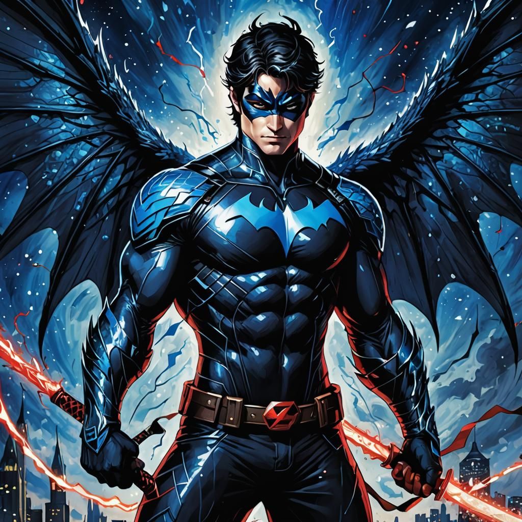 Nightwing as a blue dragon in progress - AI Generated Artwork ...