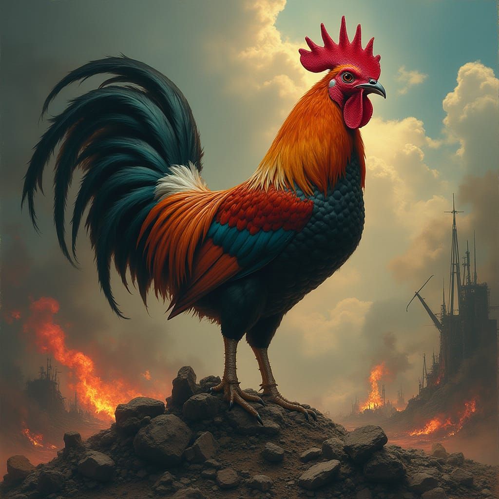rooster of the apocalypse - Majestic Rooster in a Haunting,