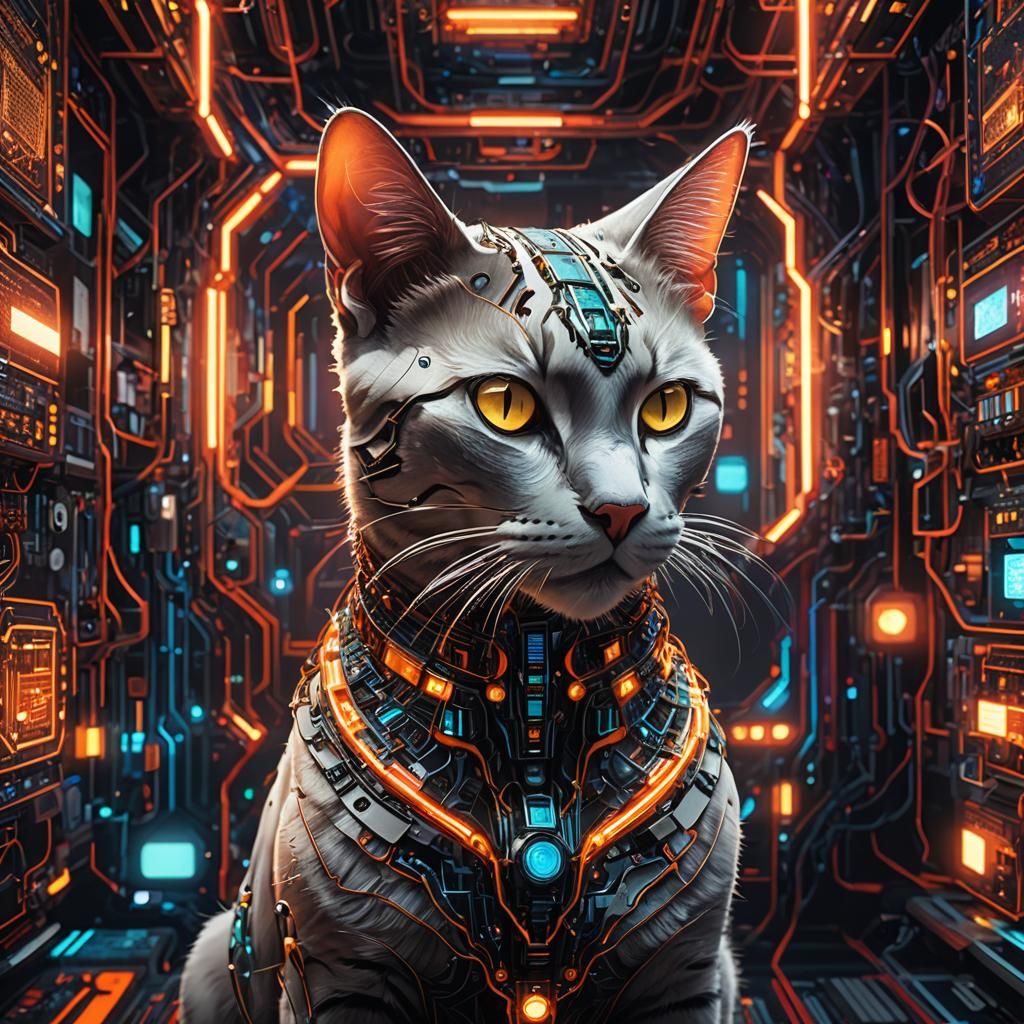 Cybercat - AI Generated Artwork - NightCafe Creator