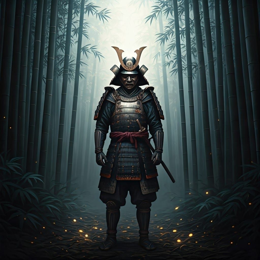 samurai - Gothic Samurai in Misty Bamboo Forest