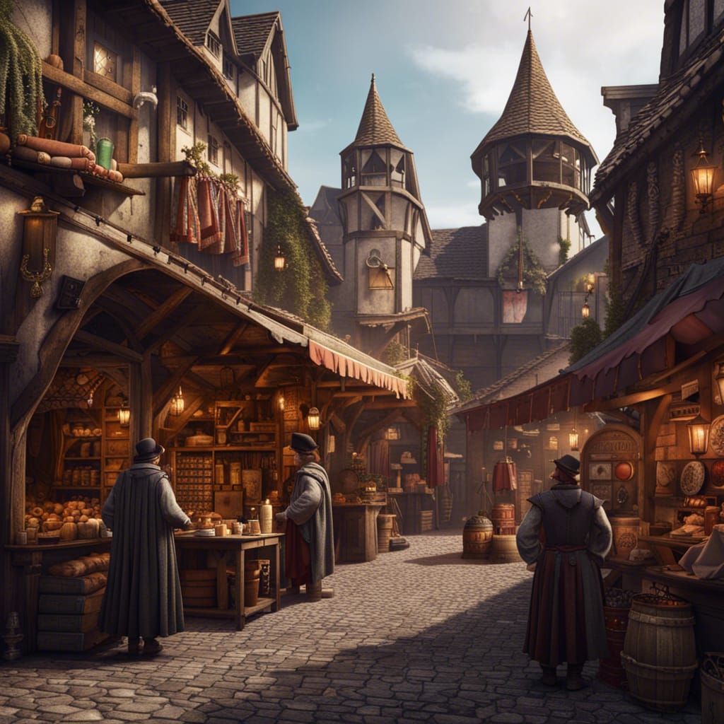Medieval marketplace with a snake oil salesmen - AI Generated Artwork ...