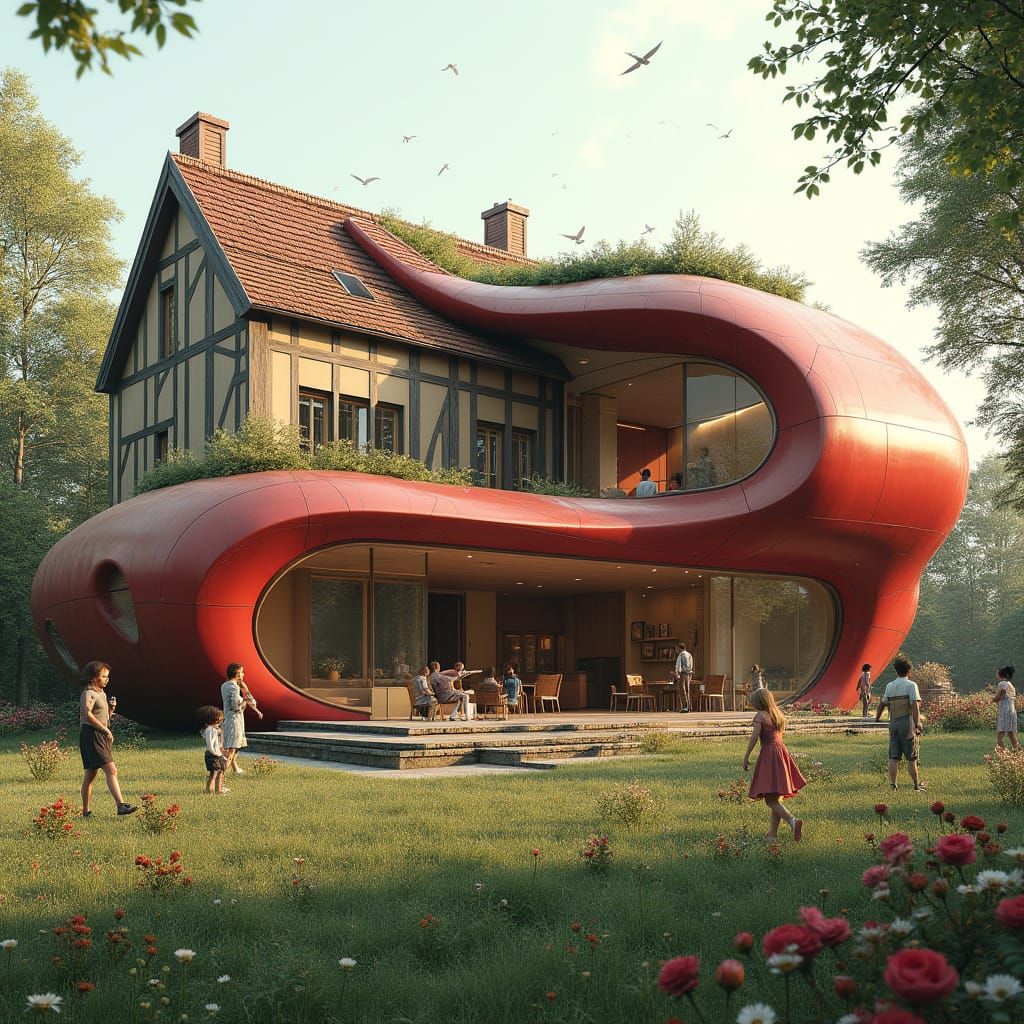 Surreal Futuristic Abode Blends Medieval and Organ... - AI Art