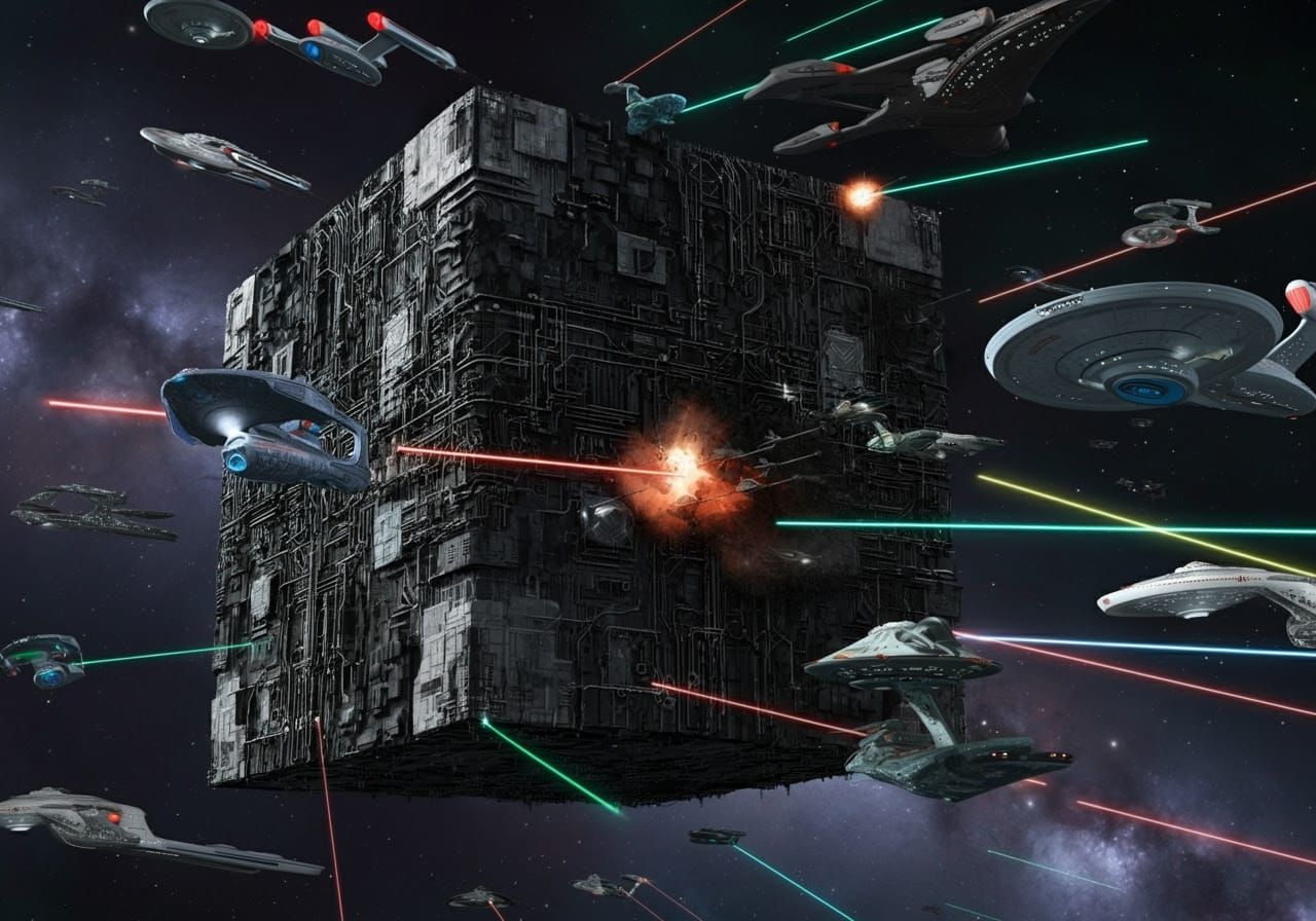 The scariest cube - Cyberpunk Borg Cube Under Siege by Feder...