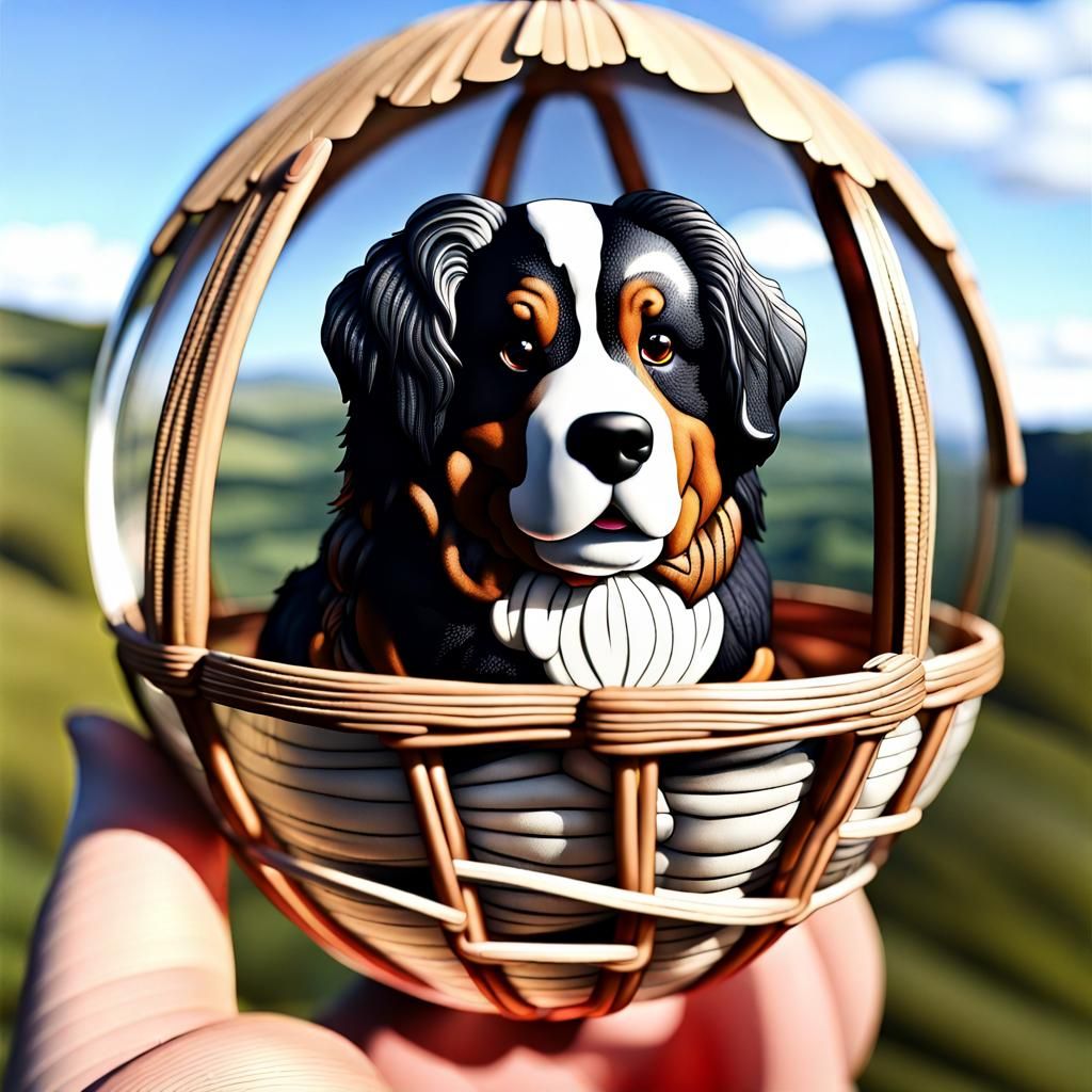 Glass sphère basket with a dog - AI Generated Artwork - NightCafe Creator