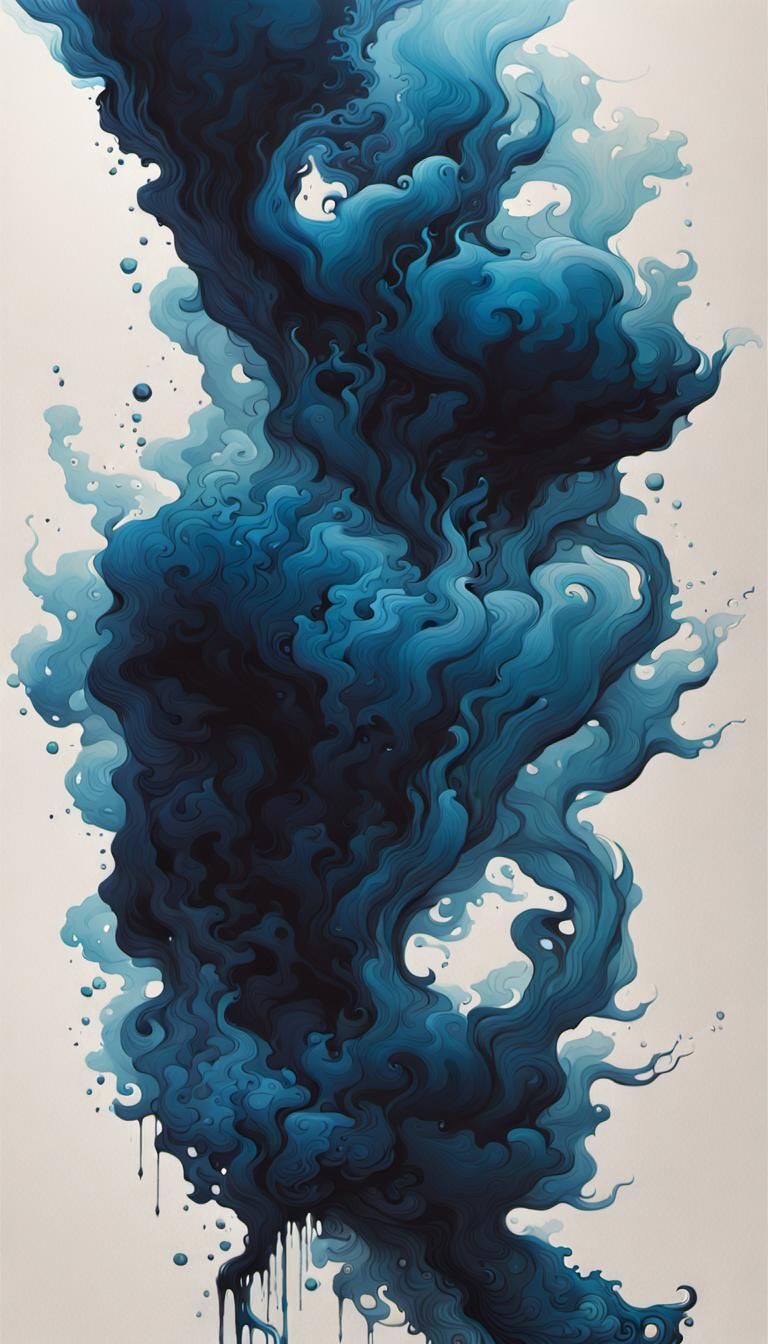 Blue Chrome black Ink flow: 8k resolution photorealistic masterpiece ...