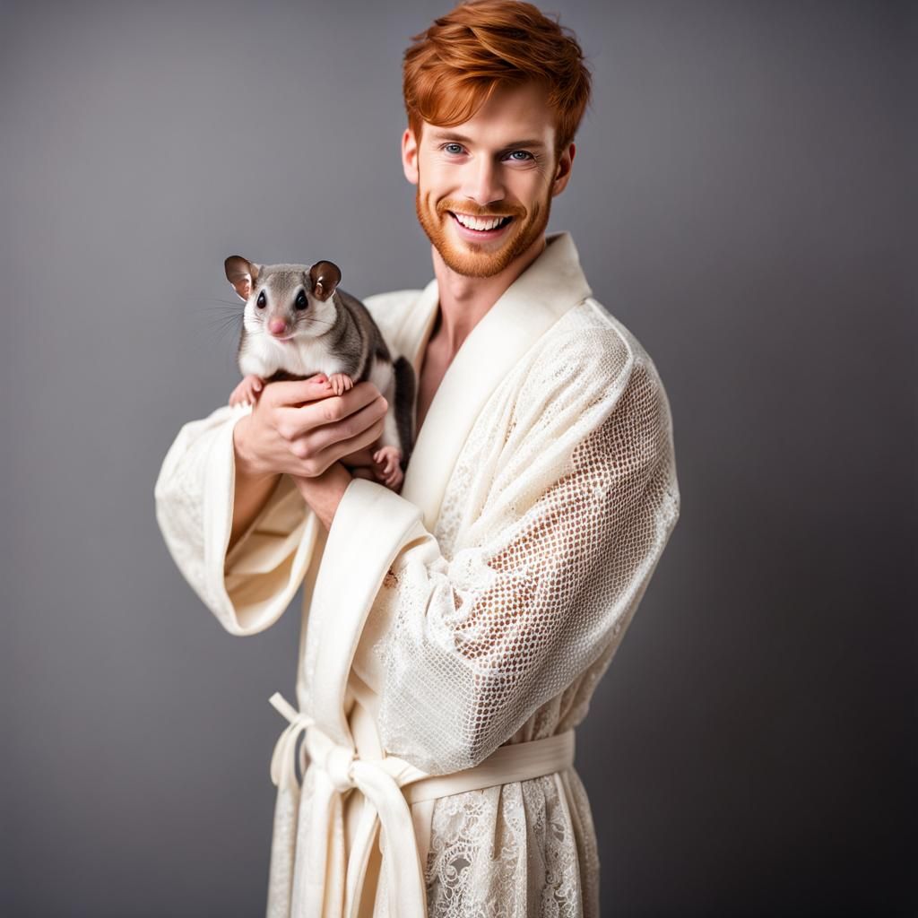 Ginger heartthrob and his pet sugar glider (2) - AI Generated Artwork ...