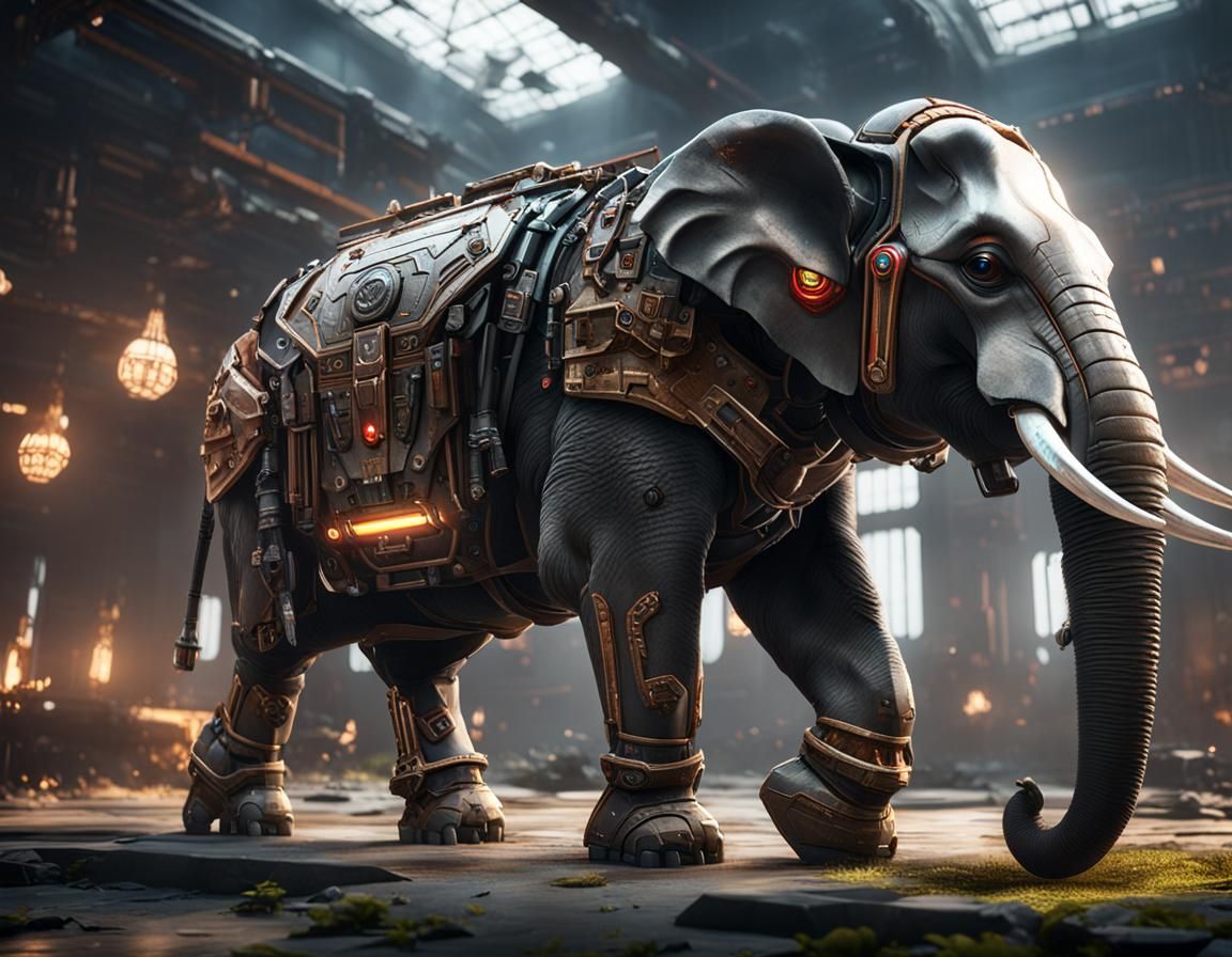 A cyborg elephant - AI Generated Artwork - NightCafe Creator