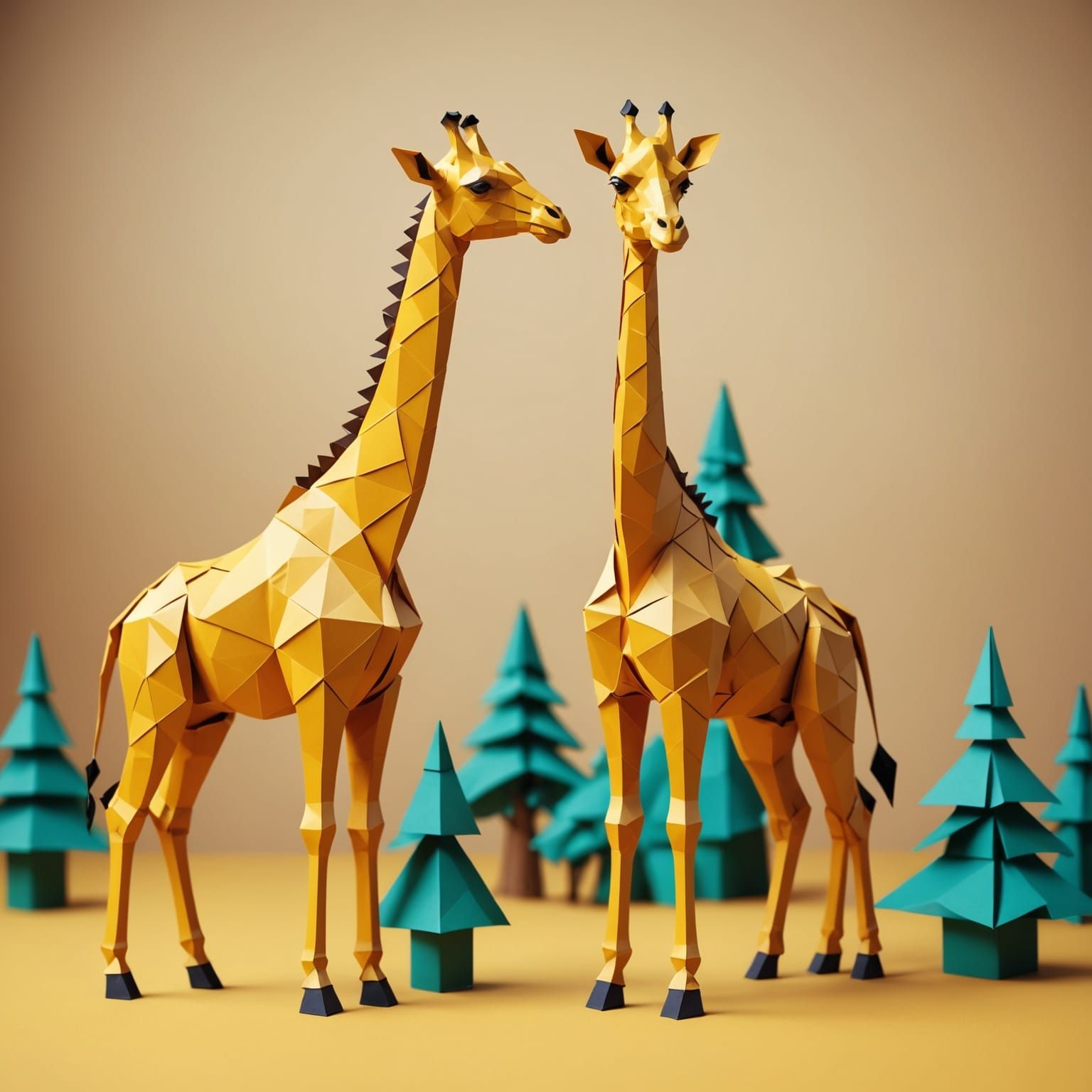 Giraffes, Origami paper - Surreal Origami Papercraft Giraffe...