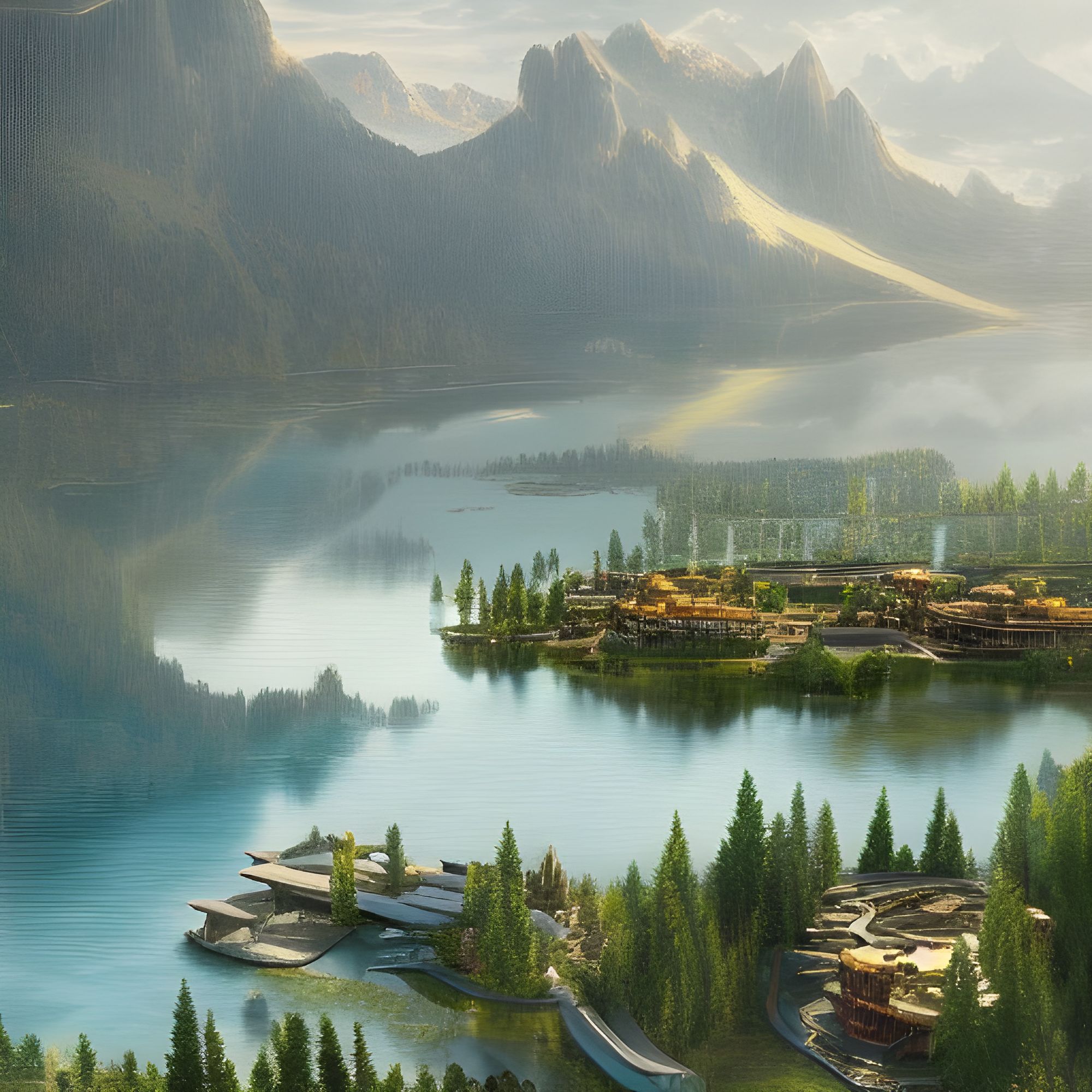 Lake Resort in the Summer : r/nightcafe