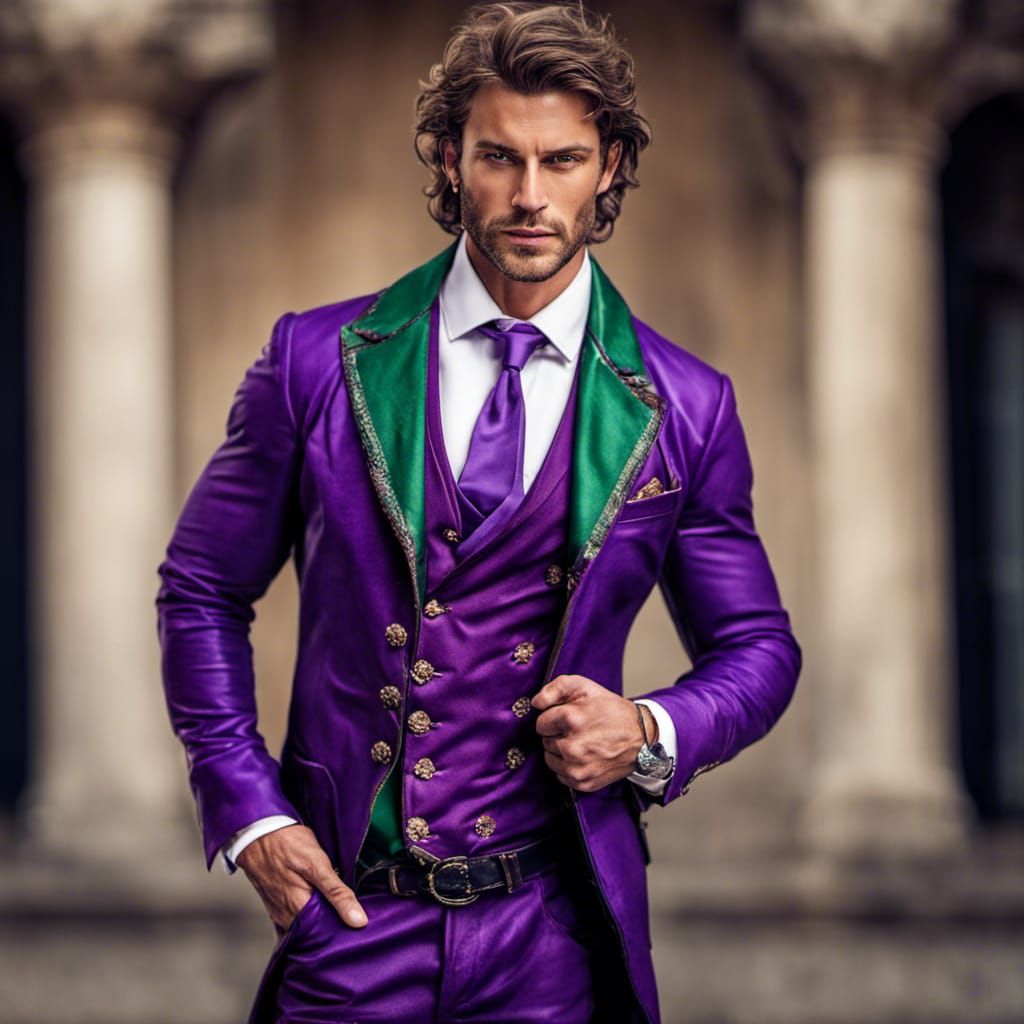 Handsome man in purple suit - AI Generated Artwork - NightCafe Creator