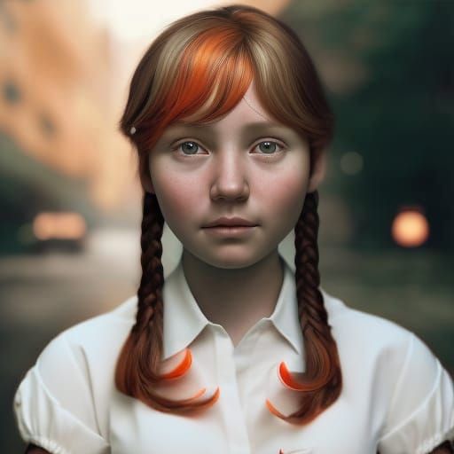 Cute Girl with Pigtails - AI Generated Artwork - NightCafe Creator