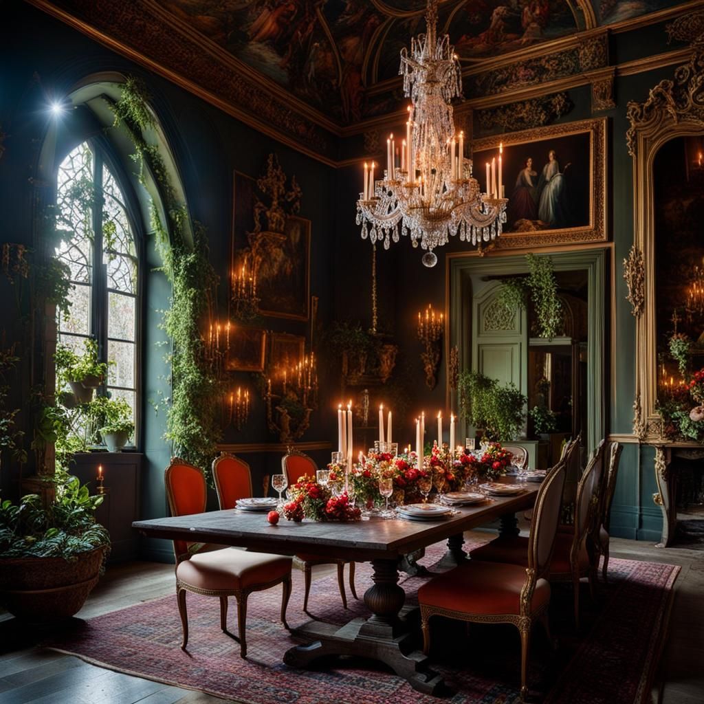 Castle dining room - AI Generated Artwork - NightCafe Creator