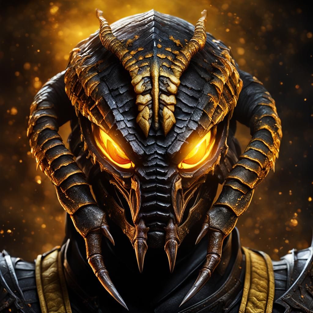 Photorealistic head shoulder portrait of a sinister evil Scorpion from ...