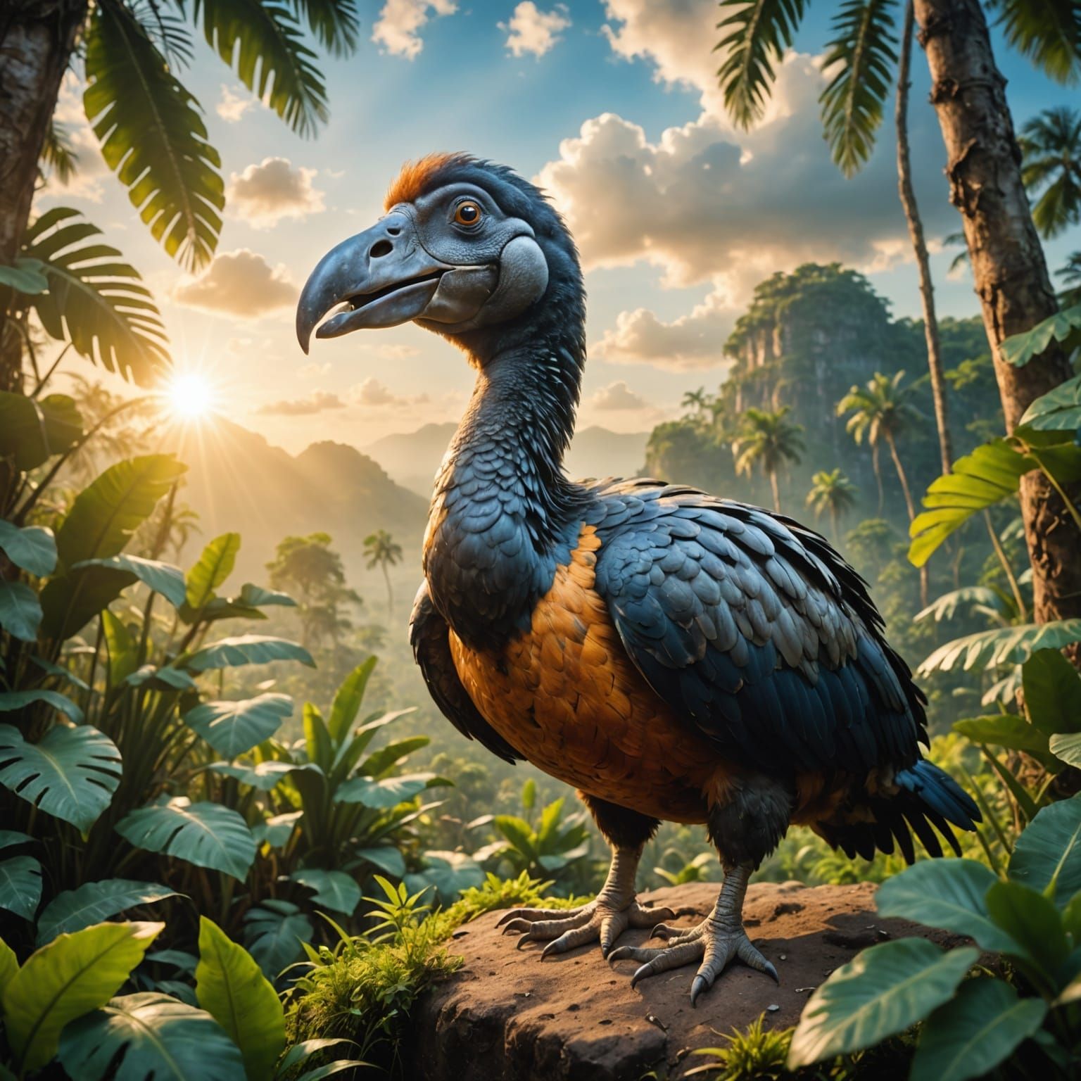 Surreal Dodo Bird in Ancient Jungle Paradise - AI Art