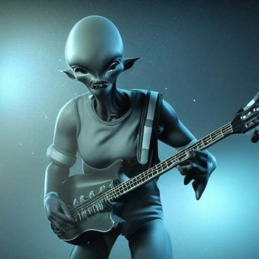 scary outterspace alien playing guitar - AI Generated Artwork ...