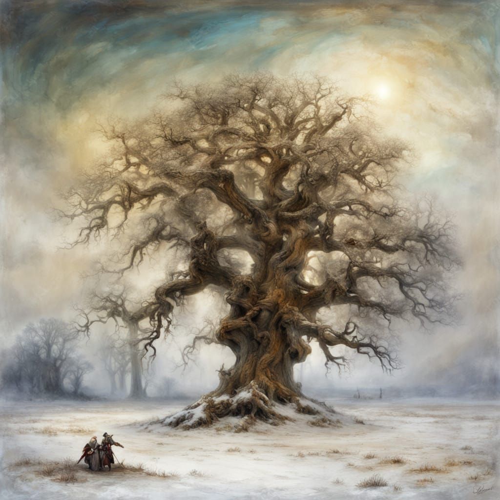 Oak in winter - Ancient Oak in Ethereal Winter