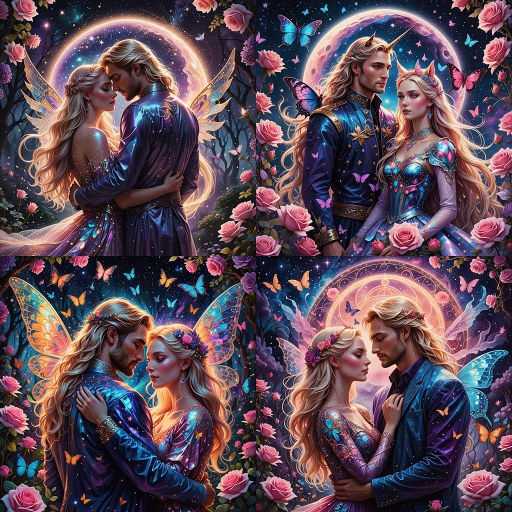 Ethereal Butterfly Goddess in a Cosmic Royal Court - AI Art