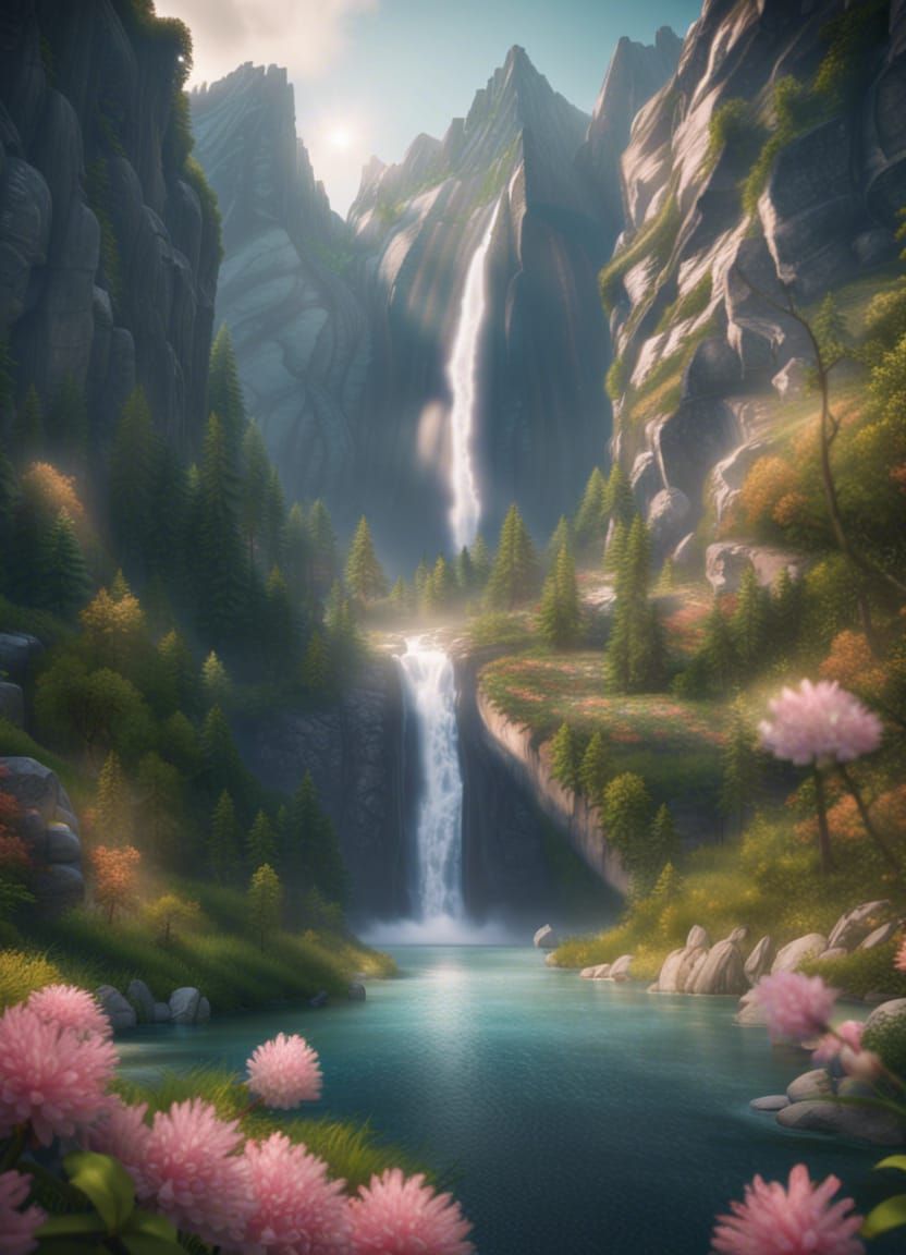 waterfall - AI Generated Artwork - NightCafe Creator