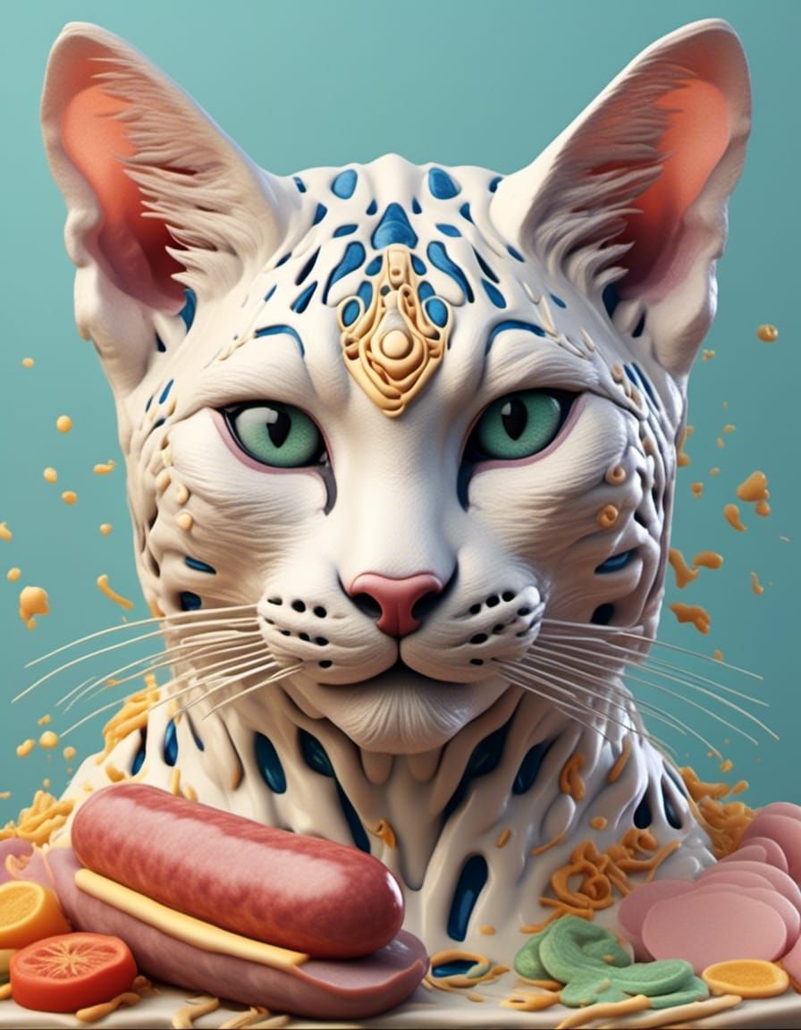 Cheese and sausage cat - AI Generated Artwork - NightCafe Creator