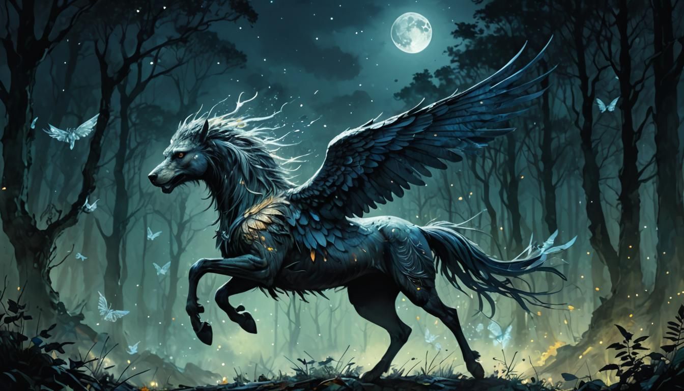 Pegasus Wolf Hybrid - AI Generated Artwork - NightCafe Creator