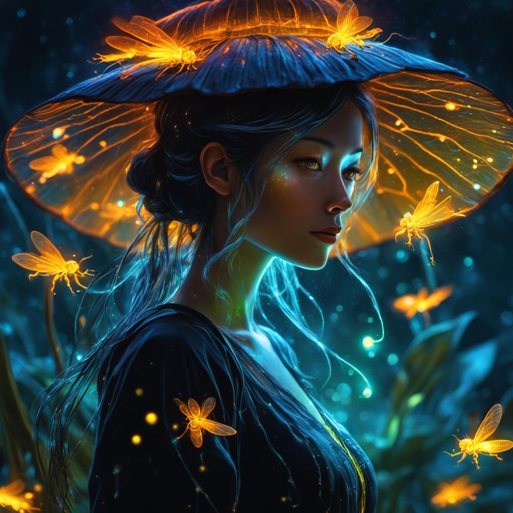 A bio-luminescent firefly girl - AI Generated Artwork - NightCafe Creator