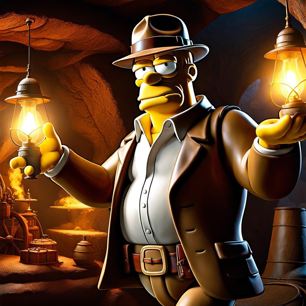 Homer Simpson as Indiana Jones - AI Generated Artwork - NightCafe Creator