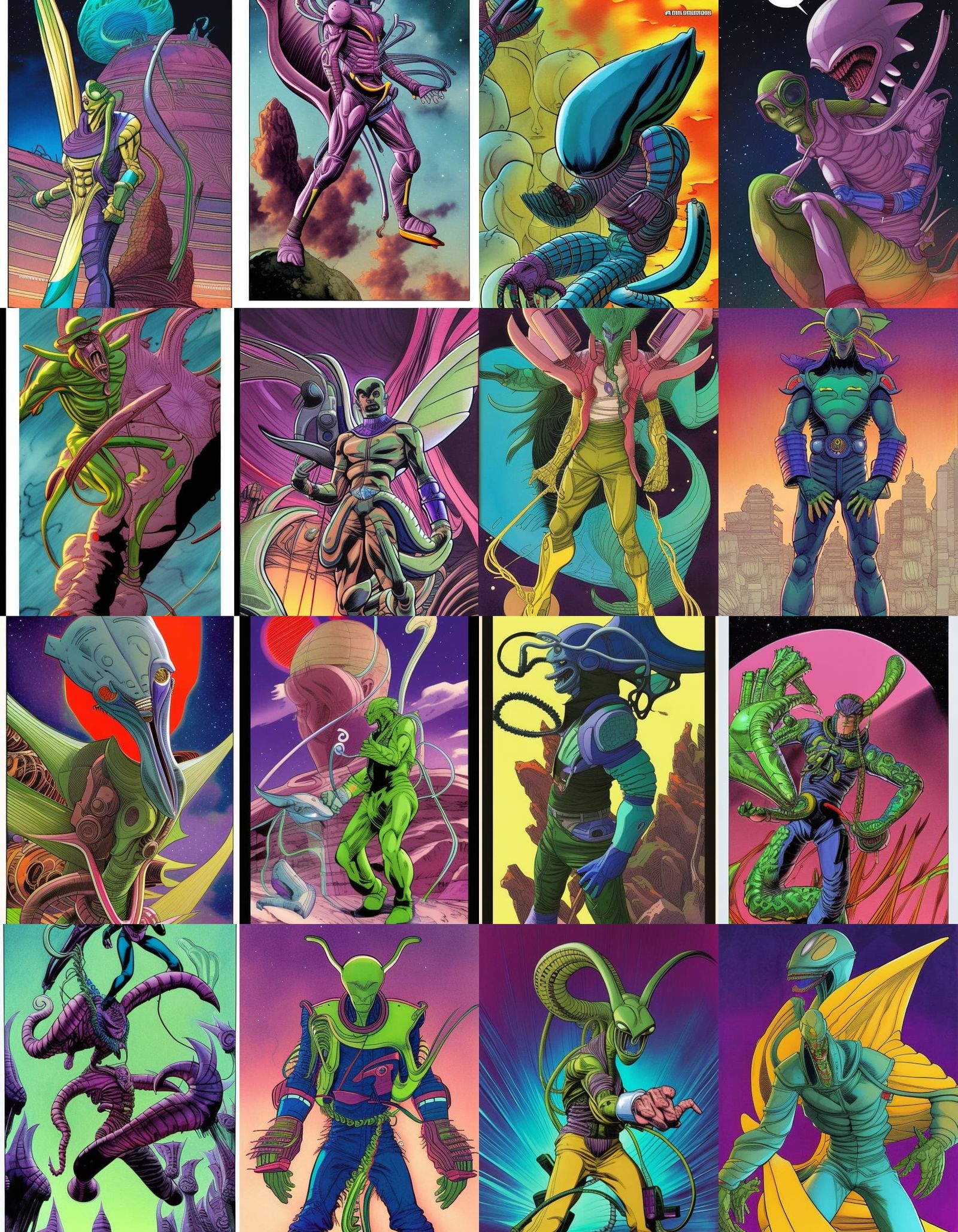 alien hero. Moebius style, Jojo's bizarre adventure style interpreted ...