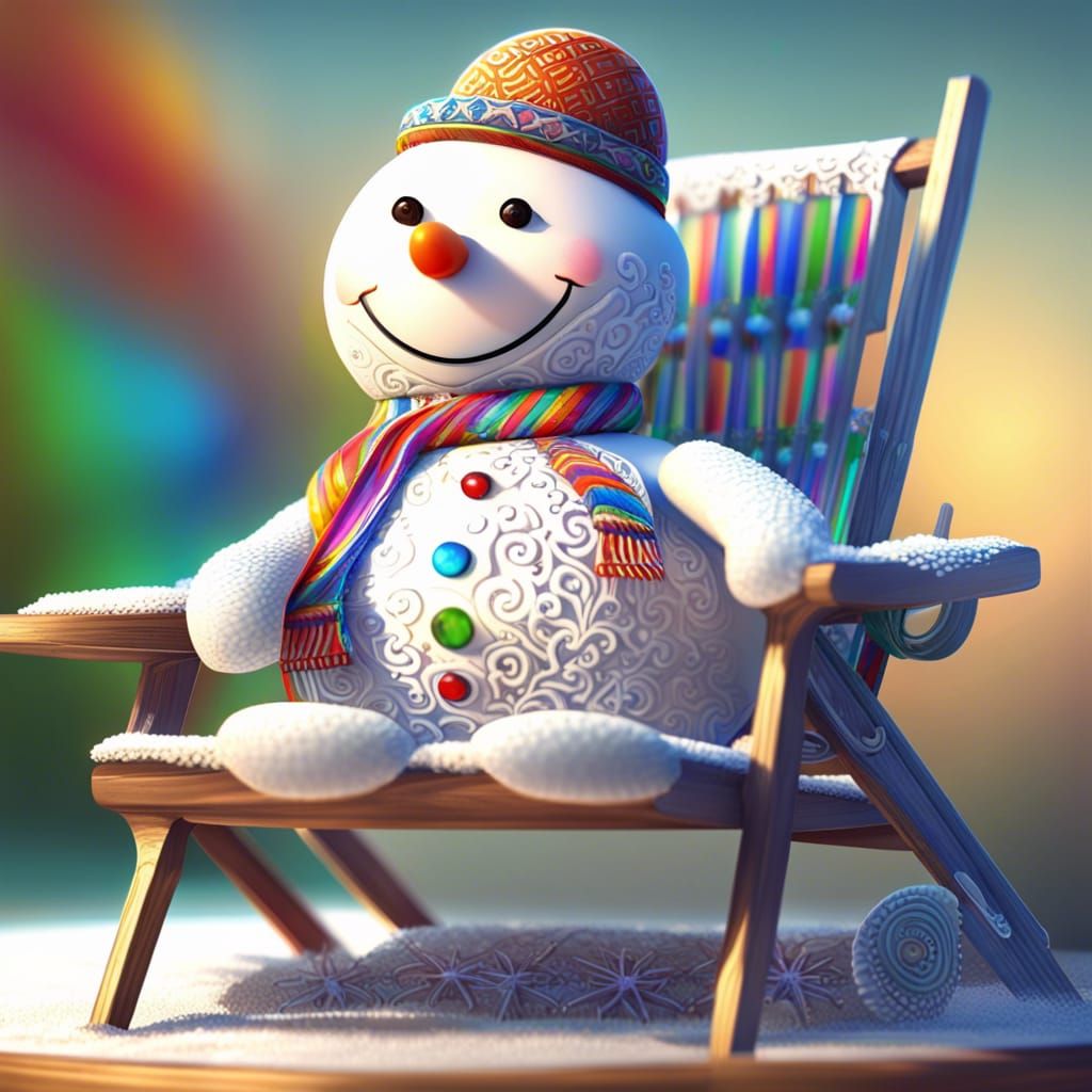snowman relaxing on warm day - AI Generated Artwork - NightCafe Creator