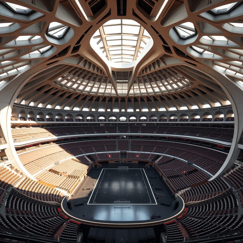 Futuristic Gladiatorial Arena with Sports Facility... - AI Art