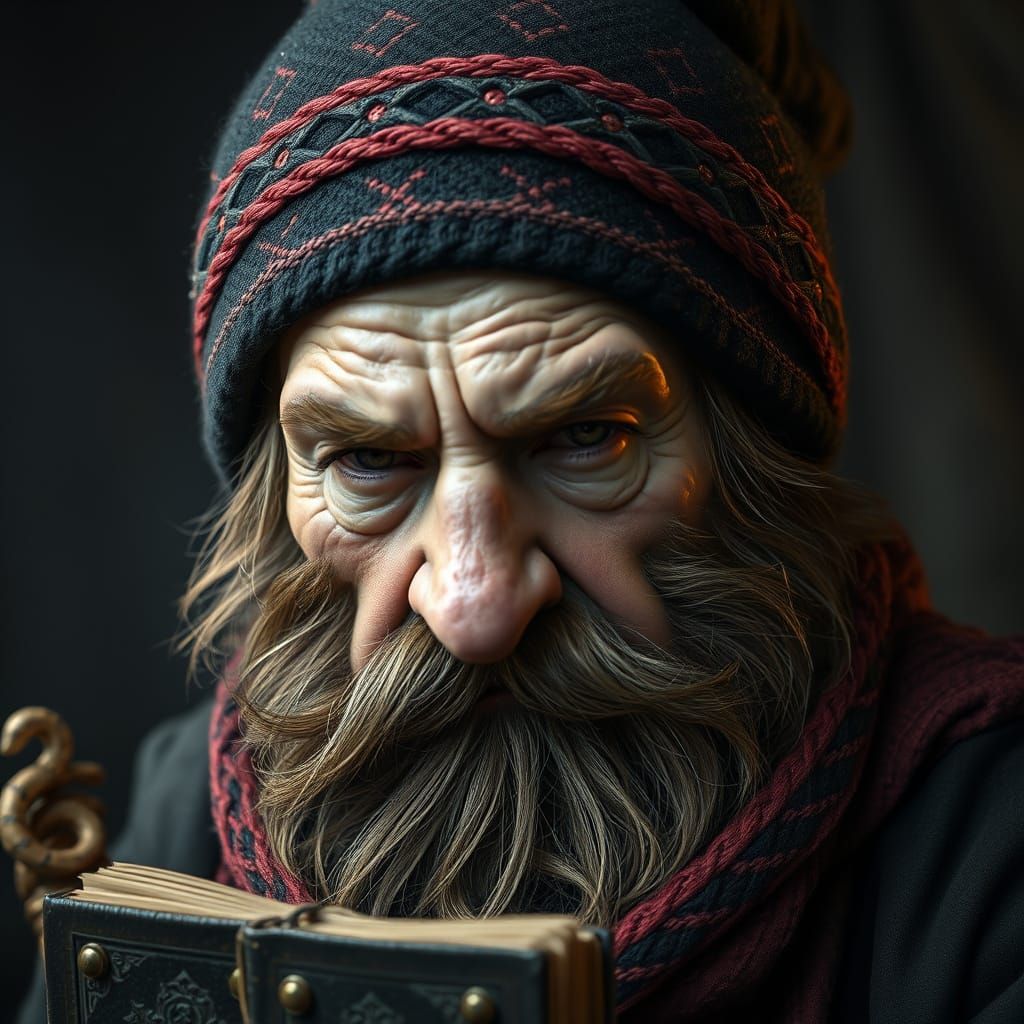 Dwarf Warlock - Gnarled Dwarf Warlock in Rich, Dark Colors