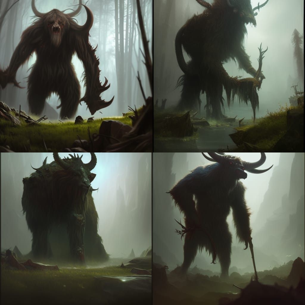 Goatsquatch,horns on head,horns - AI Generated Artwork - NightCafe Creator