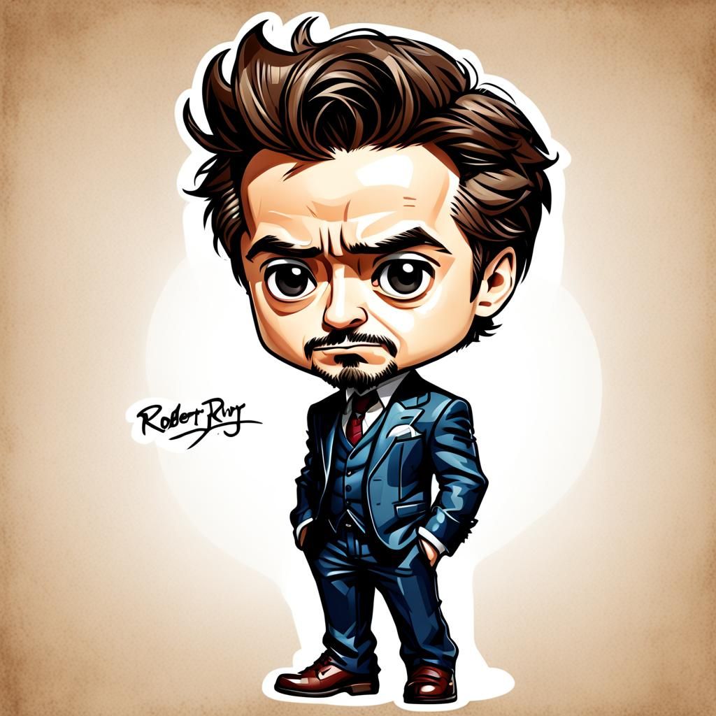 Robert Downy Jr.-Chibi style - AI Generated Artwork - NightCafe Creator