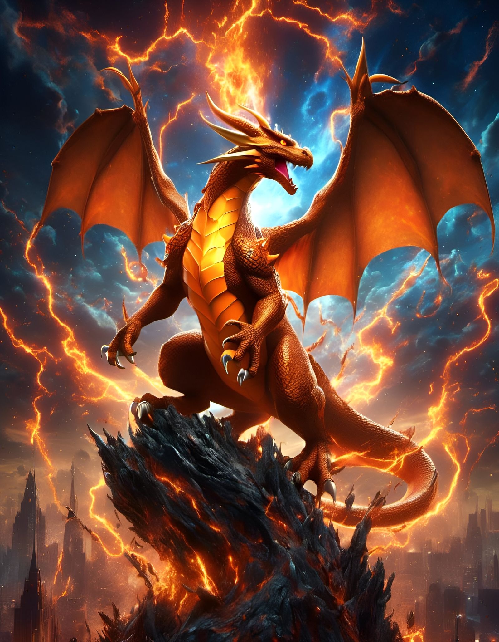 Pokedex 006 : Charizard - AI Generated Artwork - NightCafe Creator