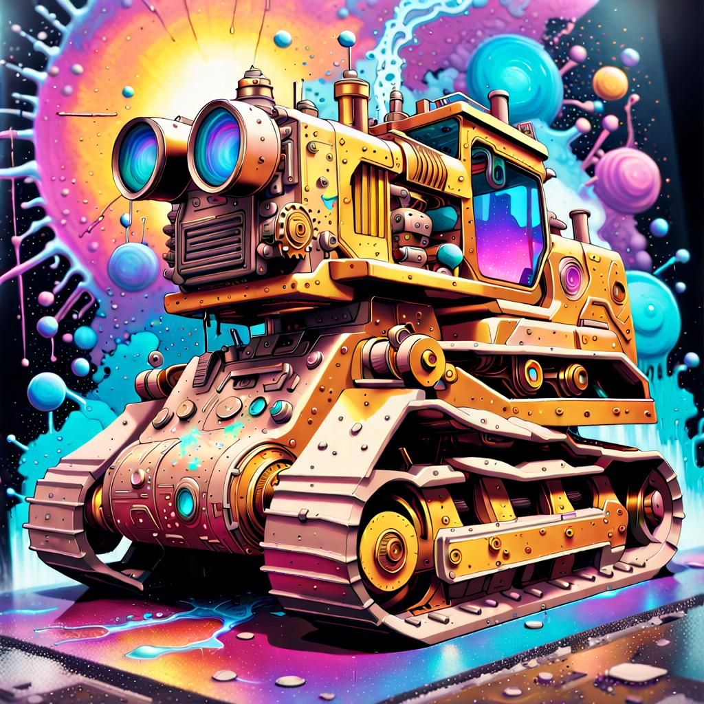 steampunk cyber bulldozer - AI Generated Artwork - NightCafe Creator