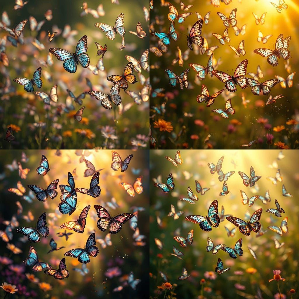Surreal Butterflies Dance in Iridescent Glory - AI Art