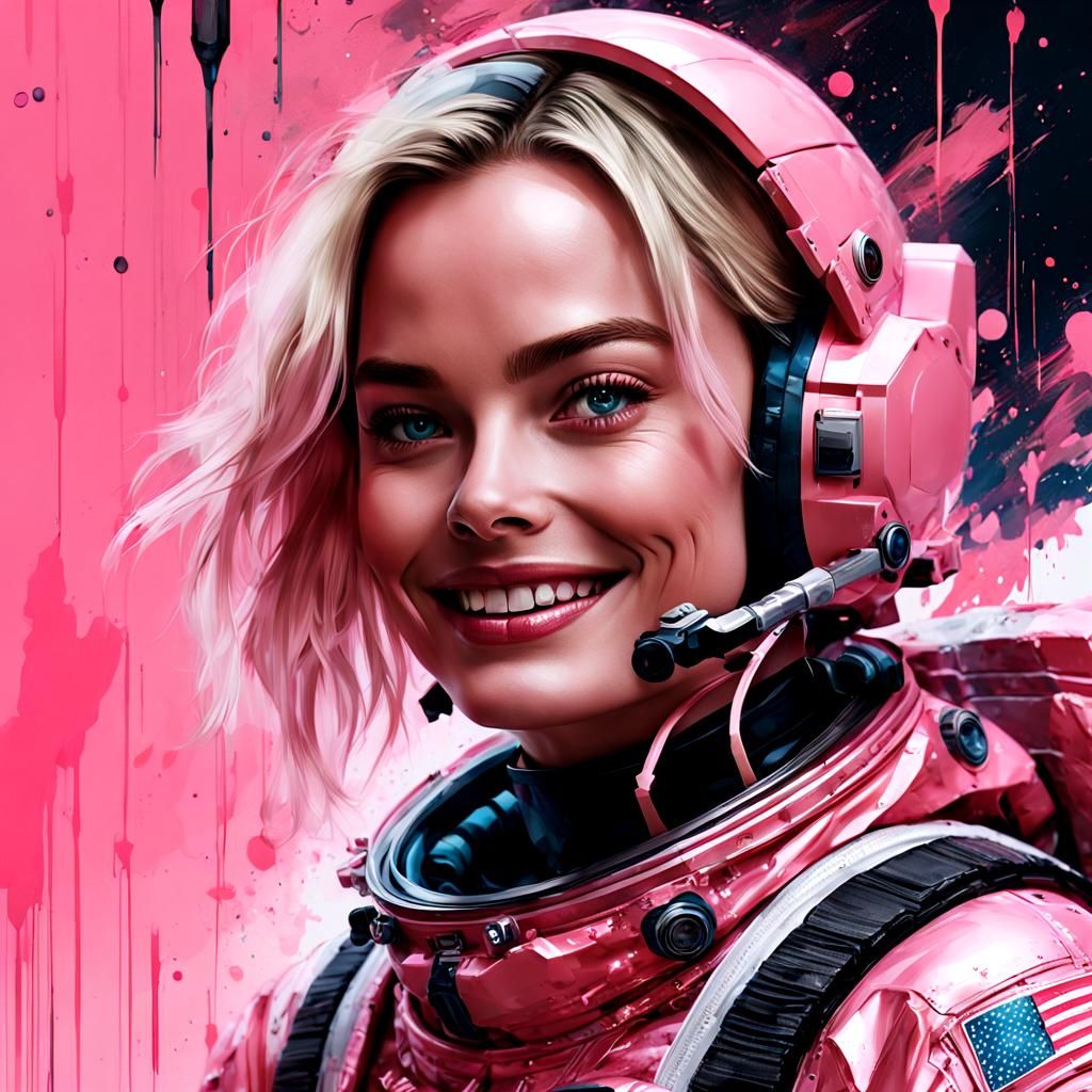 Margot Robbie Splash Portrait 🩷🎬 - AI Generated Artwork - NightCafe Creator
