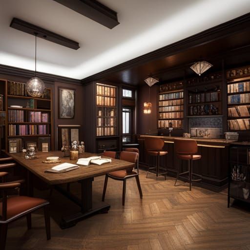 Library Coffee Shop - AI Generated Artwork - NightCafe Creator